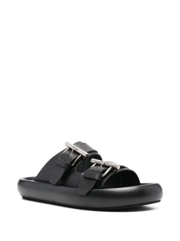 Alexander McQueen Leather Double Buckle Slipper