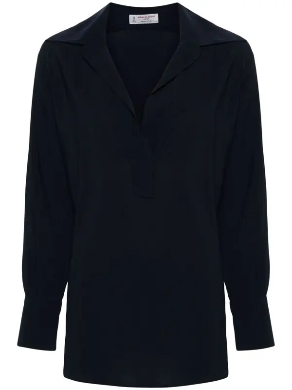 Alberto Biani Georgette Blouse With Classic Collar And V-neck