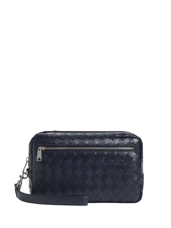 Bottega Veneta Woven Pouch With Strap - Blue