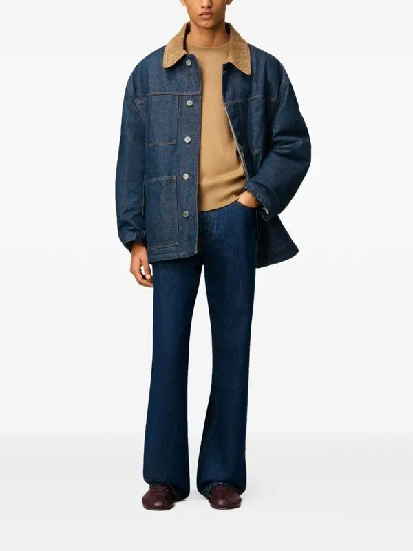 AMI Paris Worker Denim Jacket With Corduroy Collar