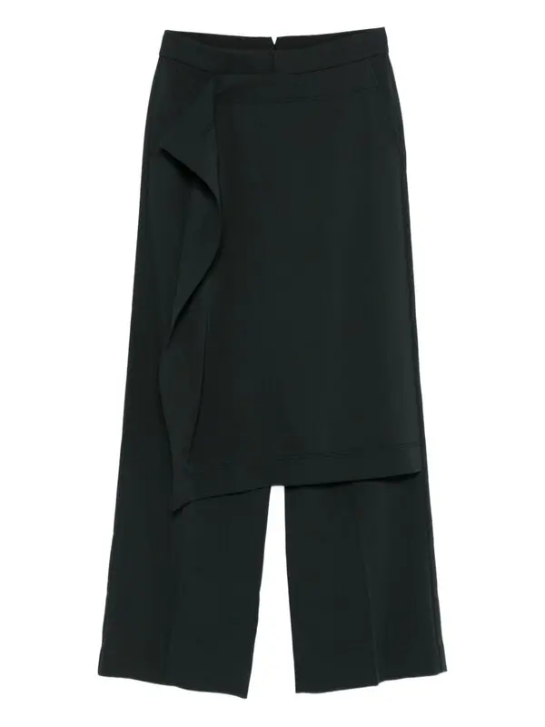 AMI Paris Wool Trousers With Ruffled Overlay