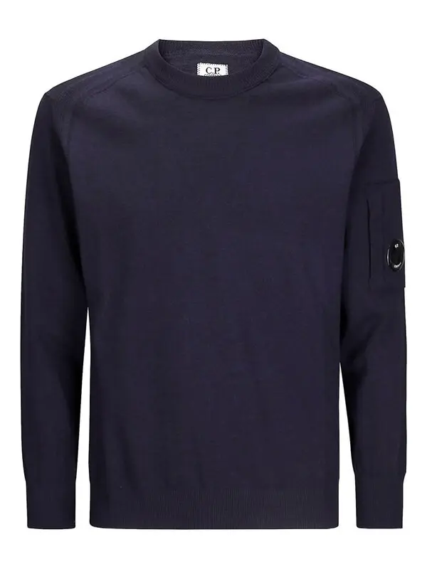 C.P. COMPANY Logo Wool Crewneck Sweater With Lens Detail
