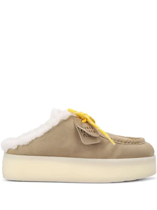 Miu Miu Suede Leather Slip-on Slippers