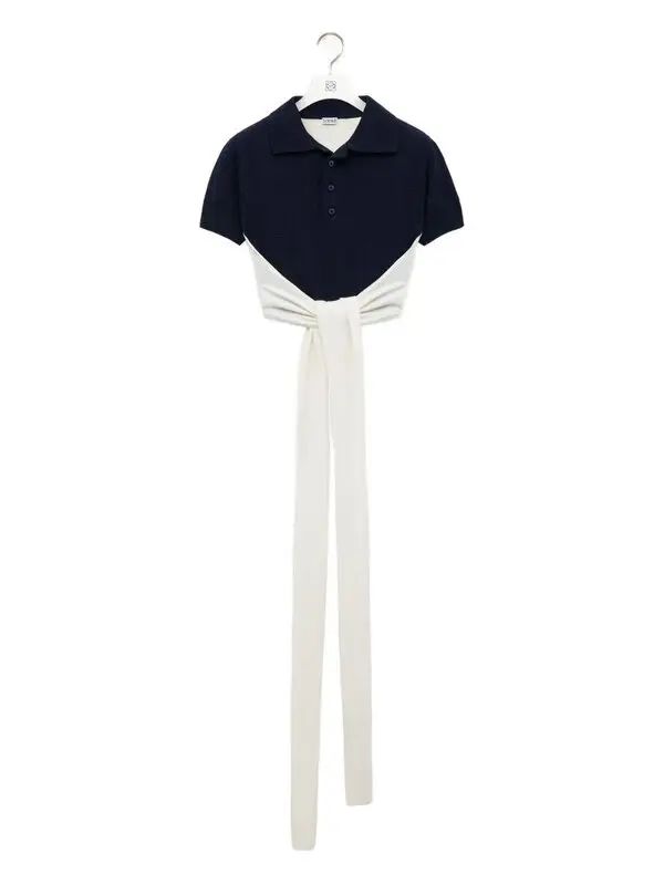 Loewe Wool And Cashmere Polo Shirt With Contrasting Tie Detail - Blue
