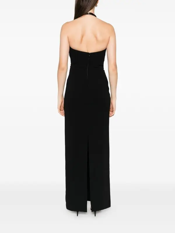 Solace London Riva Maxi Dress With Beaded Halterneck - Black