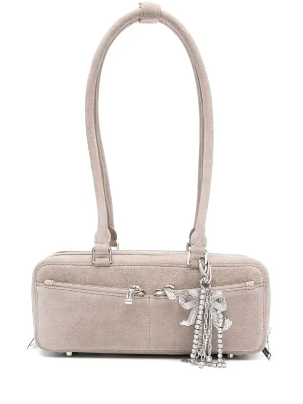 SELF-PORTRAIT Suede Leather Shoulder Bag With Bow Detail