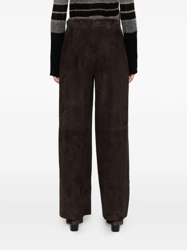 VIA MASINI 80 Leather Wide-leg Trousers