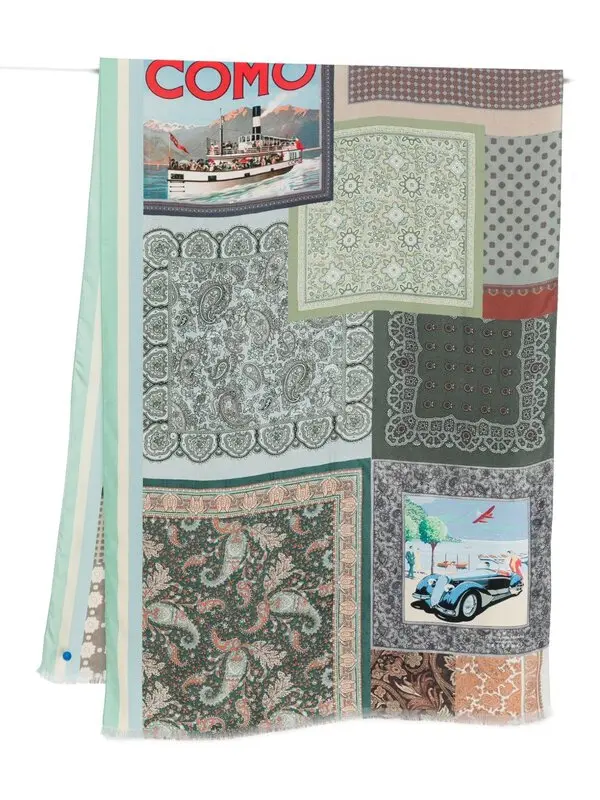PIERRE-LOUIS MASCIA Lago Di Como Silk Printed Scarf - Grey