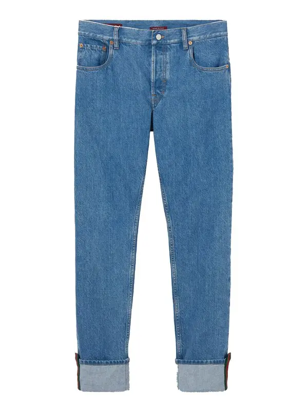 Gucci Tapered Jeans With Logo Detail - Blue
