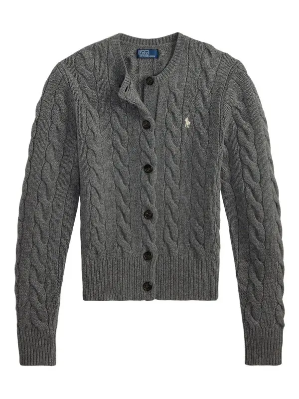Polo Ralph Lauren Grey Heather Wool Cable Knit Cardigan - Gray