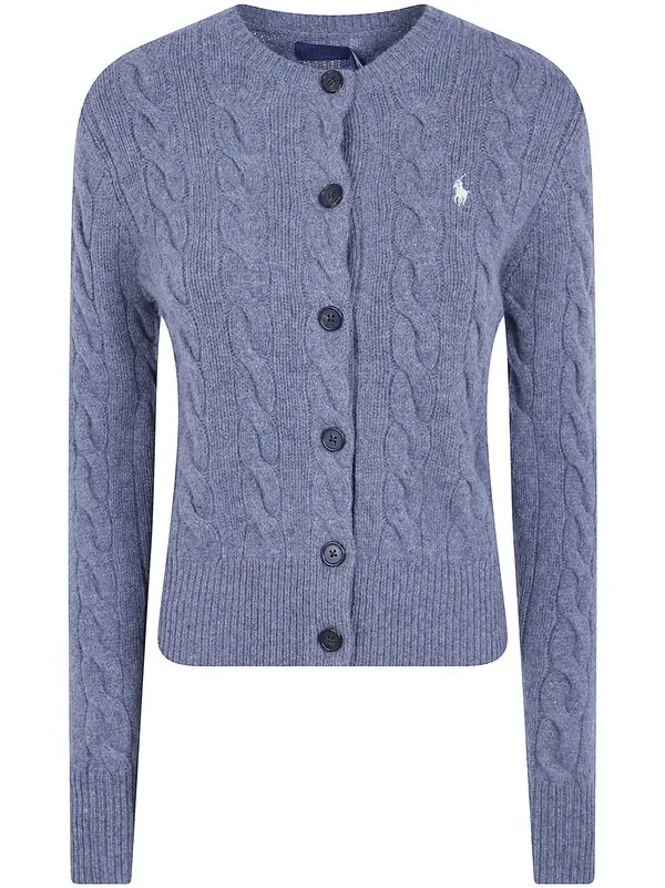 Polo Ralph Lauren Grey Heather Wool Cable Knit Cardigan - Gray