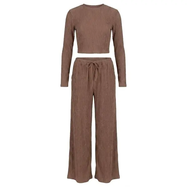 MODENAIRE Ribbed Knit Set Soft Structure - Brown