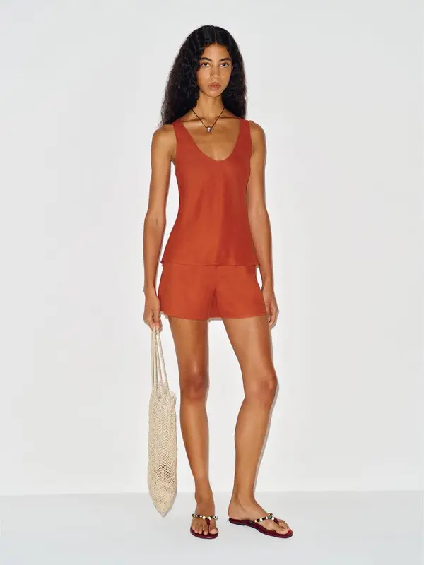 REFORMATION Enzo Linen Two Piece Set - Orange