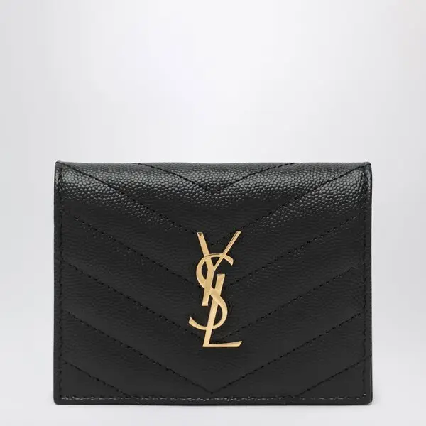 Saint Laurent Cassandre Matelassé Flap Card Holder - Black