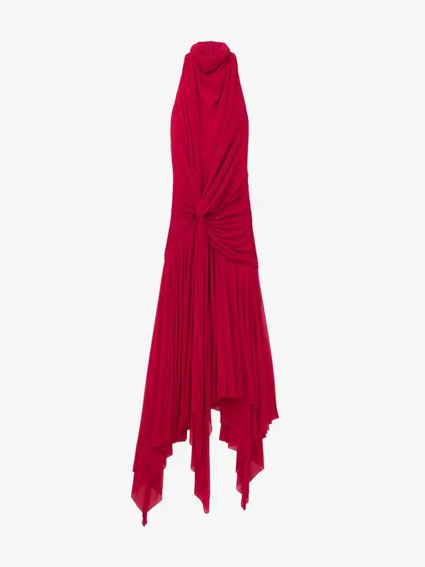 Alexander McQueen Asymmetric Draped Halterneck Dress - Red