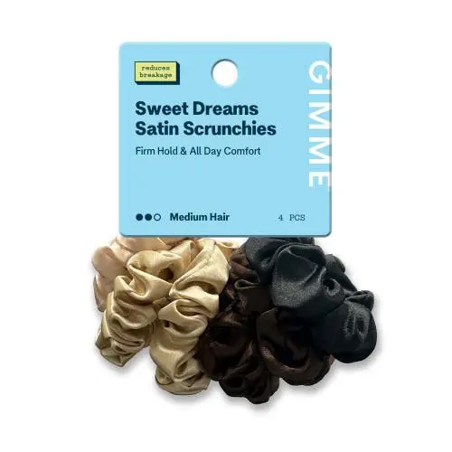 GIMME BEAUTY Medium Satin Scunchies - Black