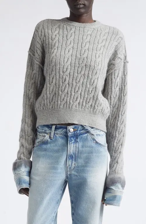 HAIKURE Karine Denim Cuff Cable Knit Merino Wool Sweater - Pollock