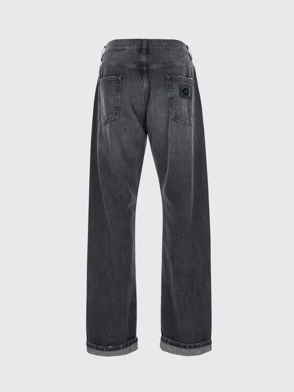 Dolce & Gabbana Straight Fit Five-pocket Jeans With Logo Plaque