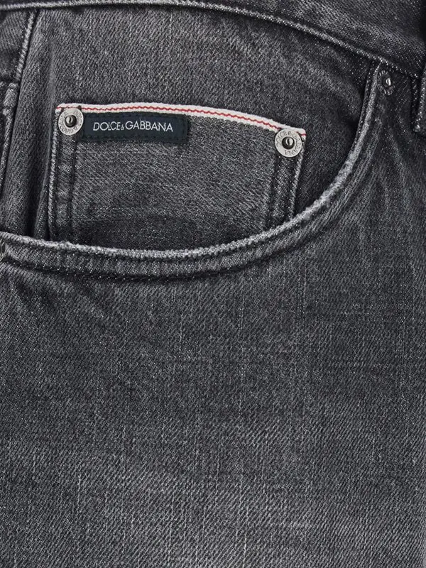 Dolce & Gabbana Straight Fit Five-pocket Jeans With Logo Plaque