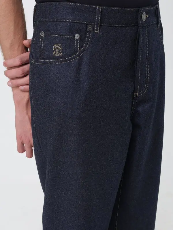 Brunello Cucinelli Five-pocket Straight-leg Trousers Crafted In Wool Felt - Navy