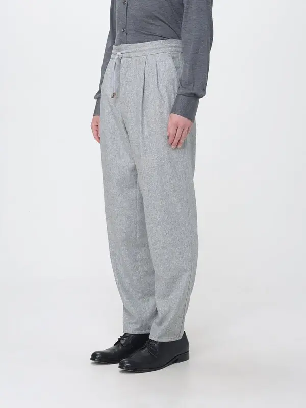 Brunello Cucinelli Virgin Wool Slim Fit Drawstring Trousers - Grey