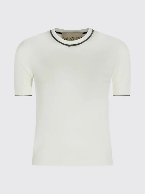 Valentino Garavani Wool Crew Neck Jumper With Bow And Vlogo Signature - Ivory