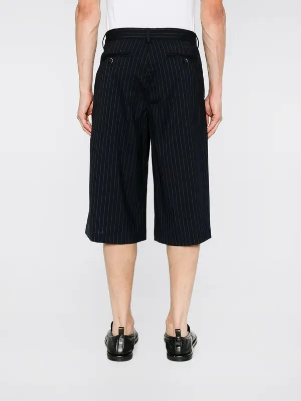 Barena Venezia Pinstriped Wool Blend Wide Leg Chino Shorts