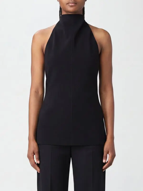 Khaite Off-the-shoulder Halterneck Crêpe Turtleneck Top - Black
