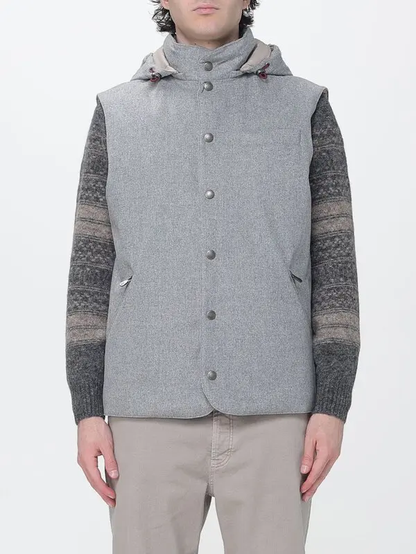 Brunello Cucinelli Padded Wool Vest With Detachable Hood - Grey