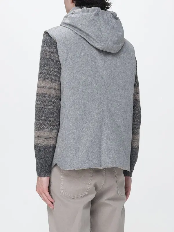 Brunello Cucinelli Padded Wool Vest With Detachable Hood - Grey