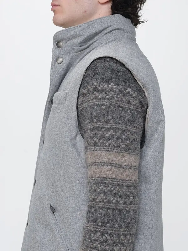 Brunello Cucinelli Padded Wool Vest With Detachable Hood - Grey