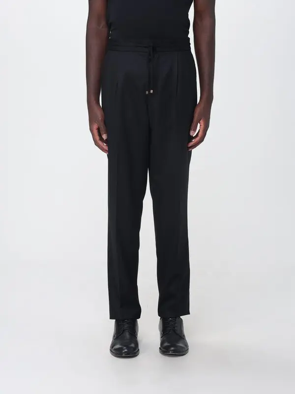 Brunello Cucinelli Straight-leg Wool Trousers With Drawstring Waist - Black