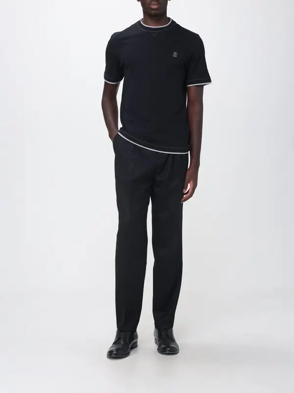 Brunello Cucinelli Straight-leg Wool Trousers With Drawstring Waist - Black