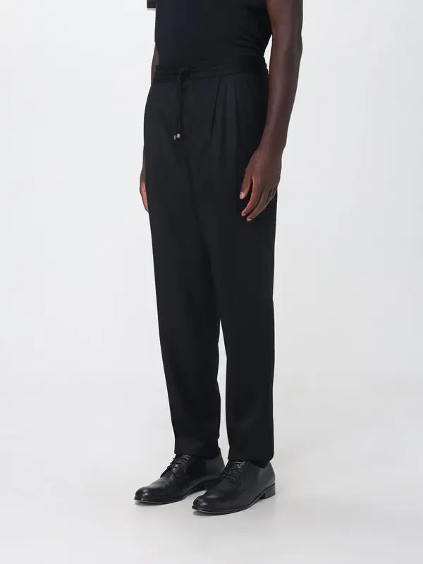 Brunello Cucinelli Straight-leg Wool Trousers With Drawstring Waist - Black