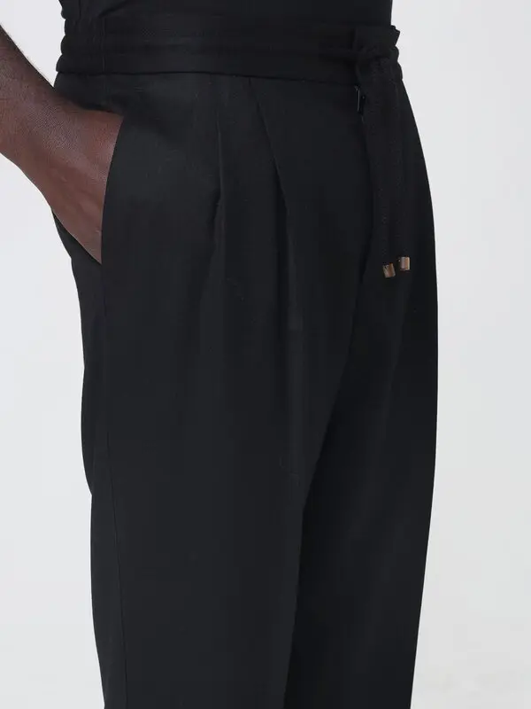 Brunello Cucinelli Straight-leg Wool Trousers With Drawstring Waist - Black