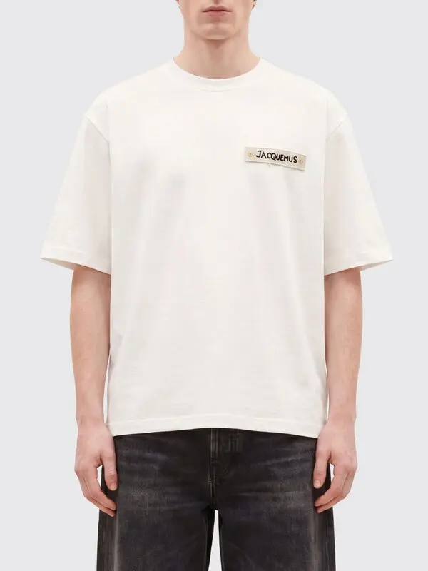 Jacquemus Cotton Crewneck T-shirt With Applied Logo And Dropped Shoulders