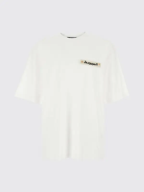 Jacquemus Cotton Crewneck T-shirt With Applied Logo And Dropped Shoulders