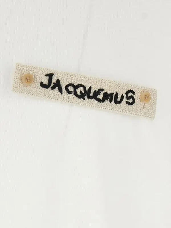 Jacquemus Cotton Crewneck T-shirt With Applied Logo And Dropped Shoulders