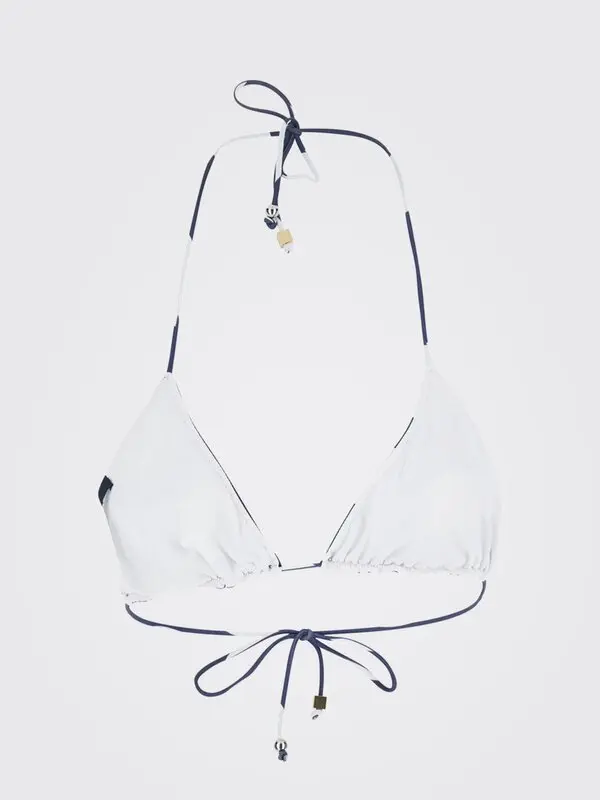 Jacquemus Polka-dot Triangle Bikini Top With Adjustable Tie Fastenings - Blue