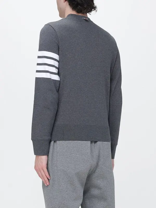 Thom Browne Slim Fit Crew Neck Sweatshirt With Four-bar Stripe Detail
