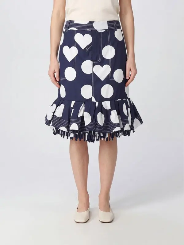 Jacquemus High-waisted Polka Dot And Heart Midi Skirt With Ruffle Hem