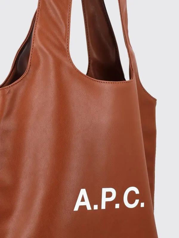 A.p.c. Small Ninon Tote Bag In Recycled Materials With Printed Logo - Leather