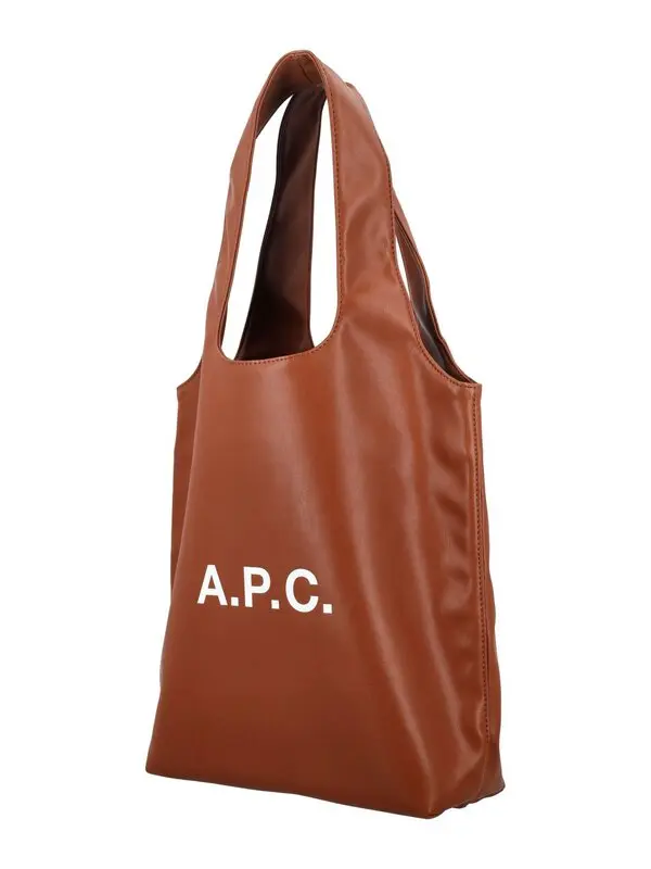 A.p.c. Small Ninon Tote Bag In Recycled Materials With Printed Logo - Leather