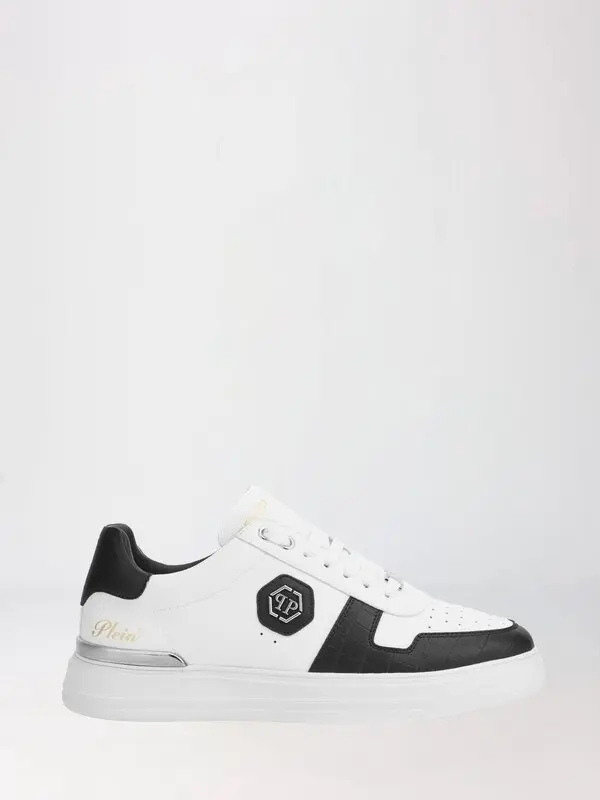 Philipp Plein Low-top Smooth Leather Sneakers With Hexagon Logo - White 1