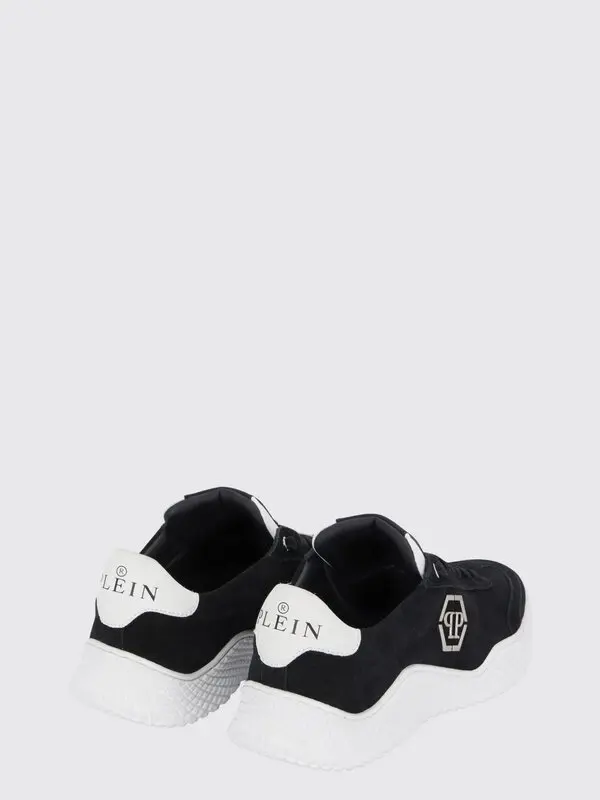 Philipp Plein Low Top Leather And Suede Sneakers With Hexagon Logo - White