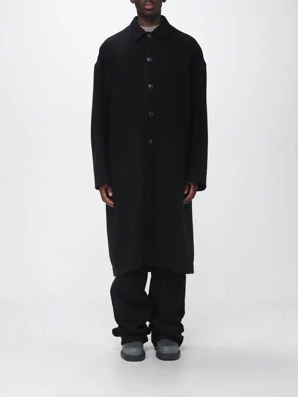 Rick Owens Single-breasted Merino Wool Long Coat - Black