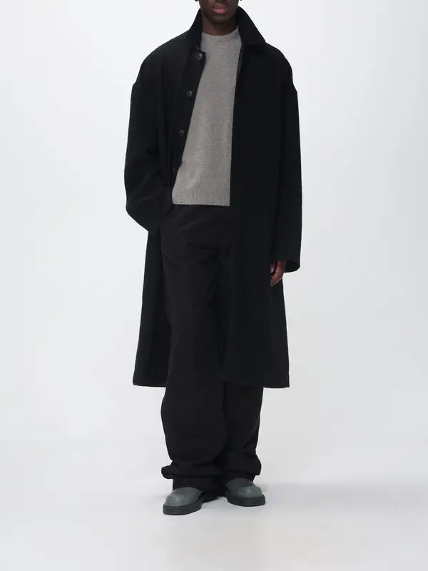 Rick Owens Single-breasted Merino Wool Long Coat