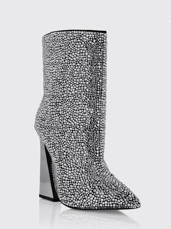 Philipp Plein Embellished Almond Toe High Heel Ankle Boots