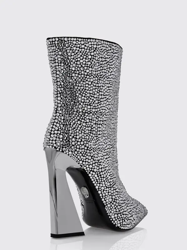 Philipp Plein Embellished Almond Toe High Heel Ankle Boots