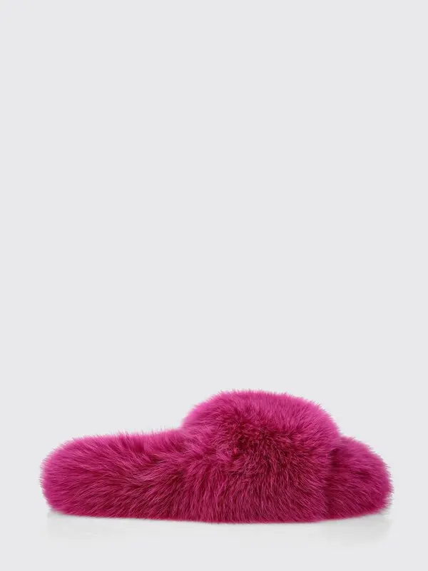 Philipp Plein Fur Slide Sandals With Low Heel - Fuchsia